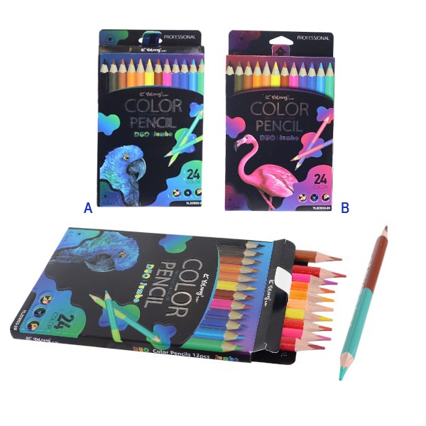 Lapices DE Color Dobles Jumbo Profesional 24 Pcs /cod. 222-yl221033-24 ...